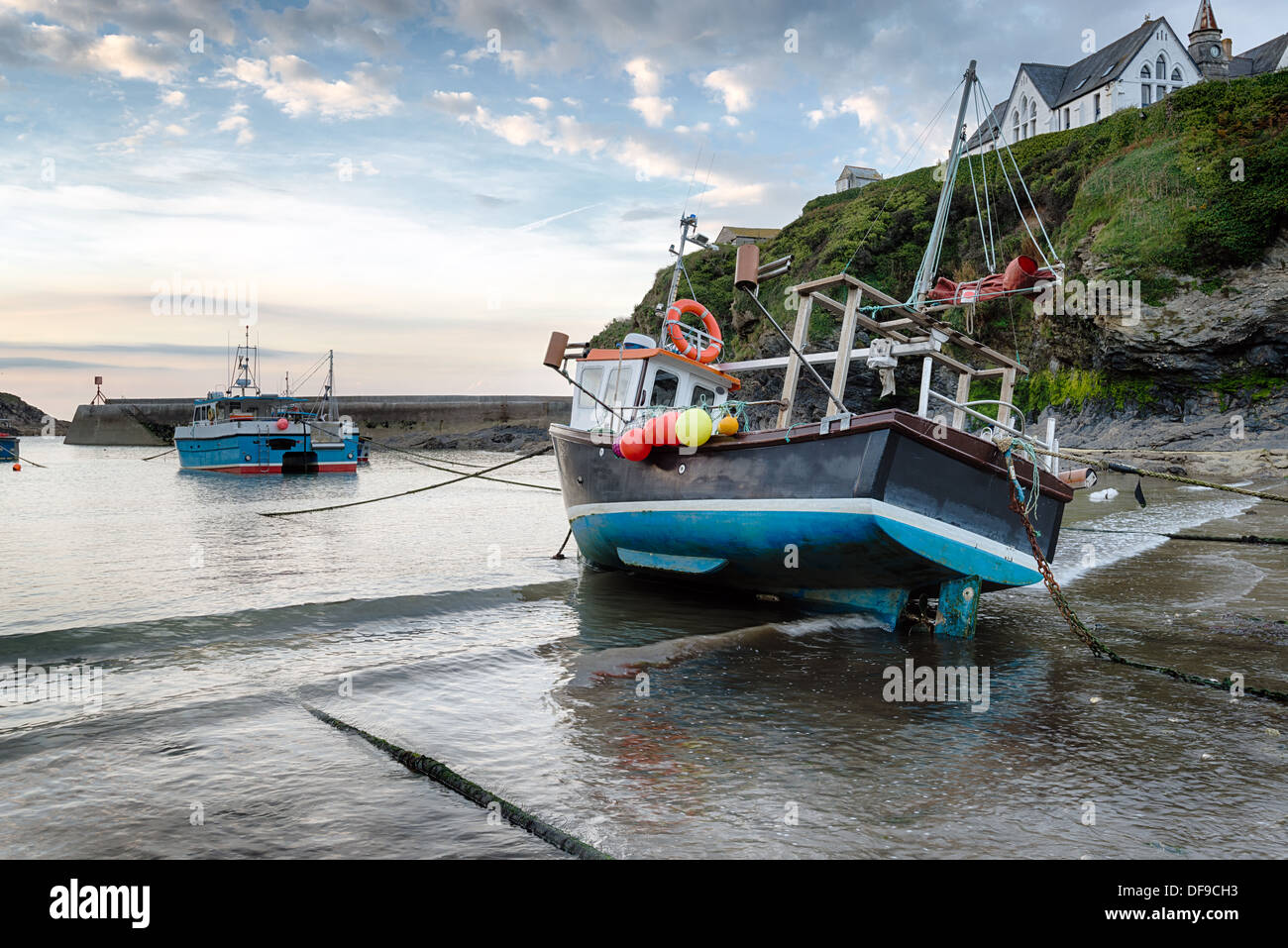 Fishing boats in the harbour at Port Isaac an historic fishing village ...