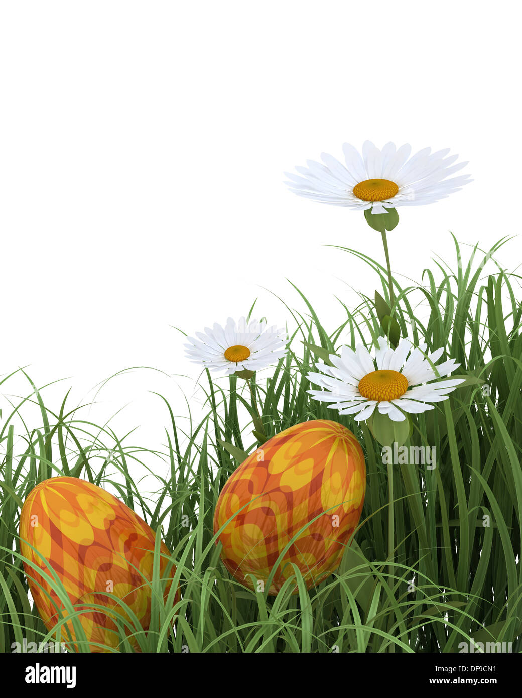 3D render of easter eggs in spring flowers Stock Photo - Alamy