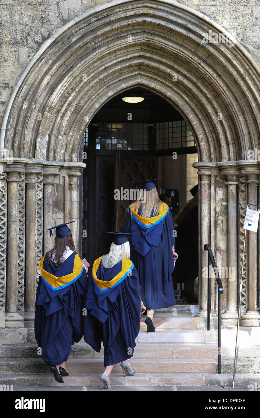 STUDENTS ON GRADUATION DAY FROM ANGLIA RUSKIN UNIVERSITY IN CAMBRIDGE ...