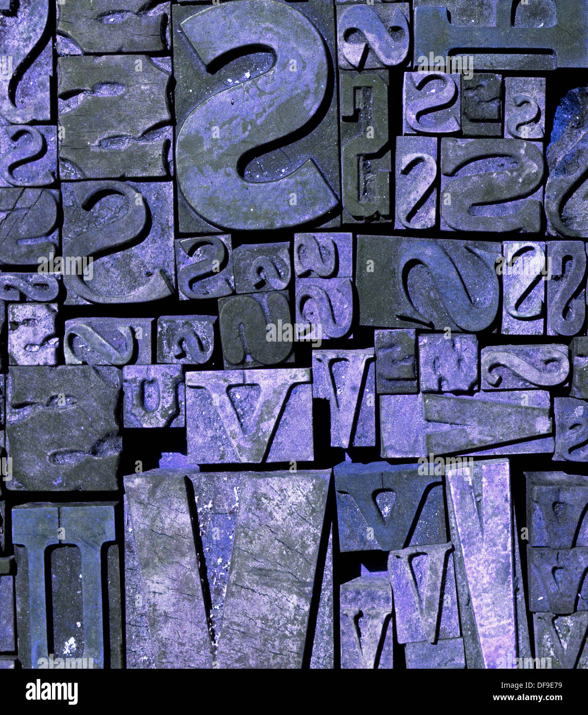 Old type face with a blue tone or cast Stock Photo - Alamy