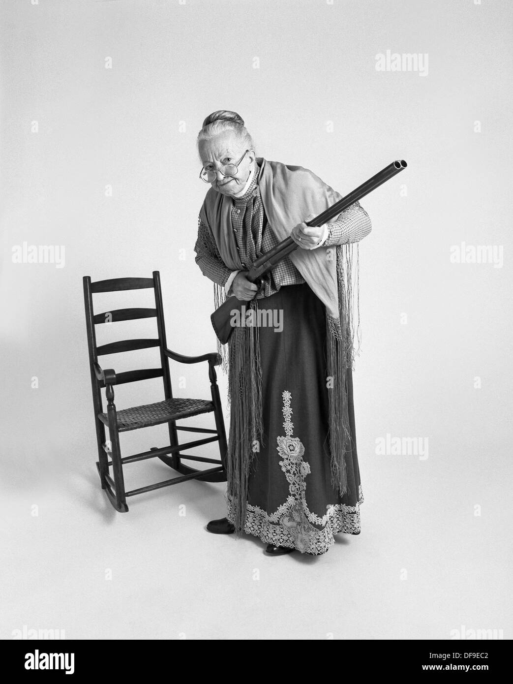 Old woman rocking chair Black and White Stock Photos & Images - Alamy