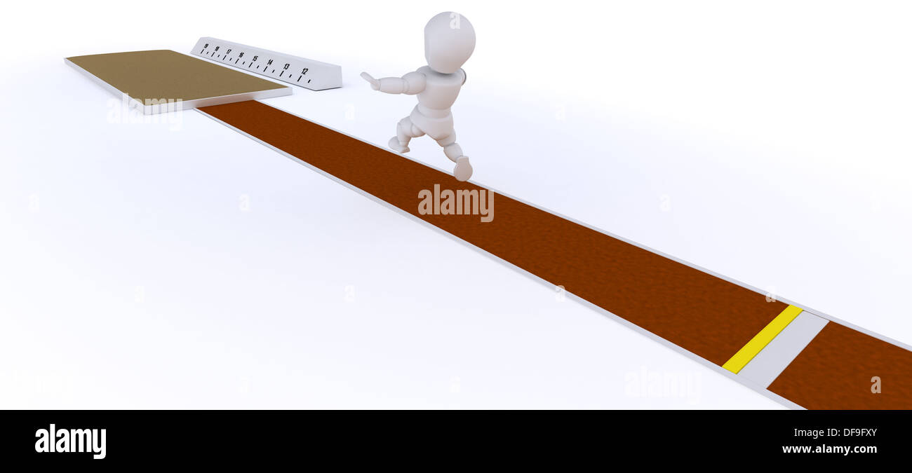 3D render of a man competing in the triple jump Stock Photo - Alamy