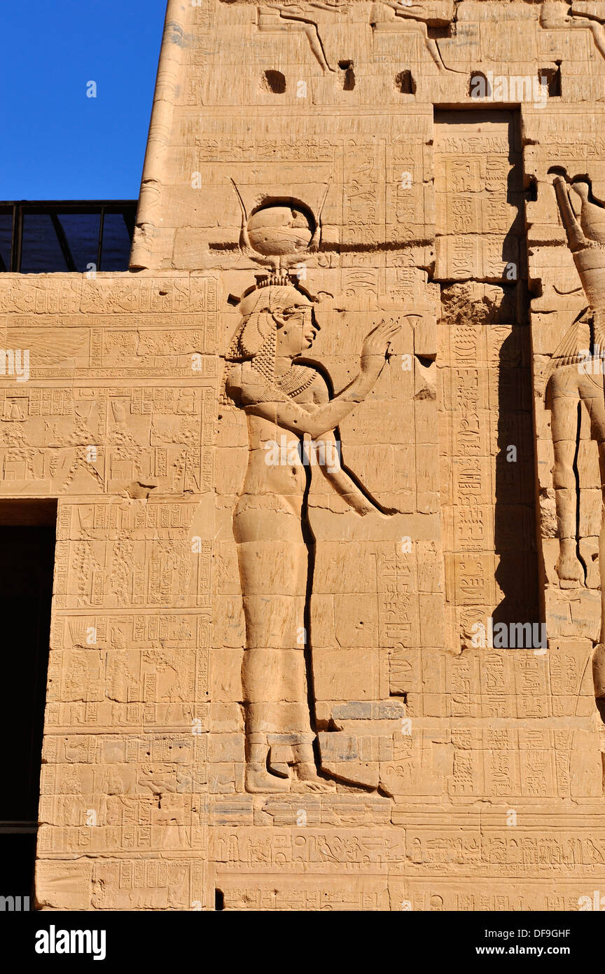Wall relief on Second Pylon of Temple of Isis at Philae Island - Aswan ...