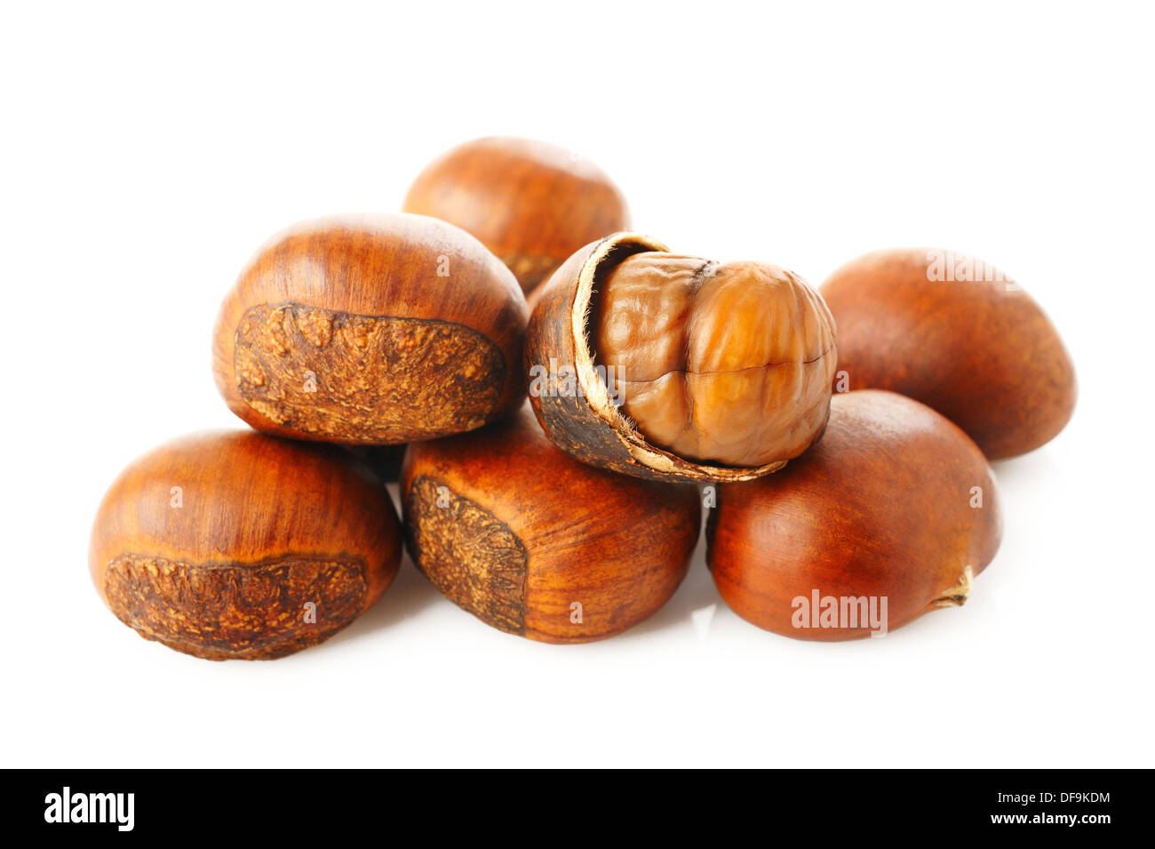 roasted chestnut on white background Stock Photo - Alamy