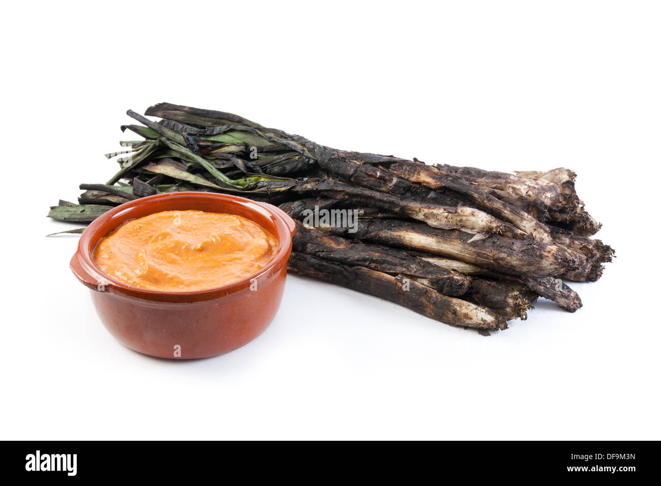 Traditional roasted calsots isolated on white Stock Photo - Alamy