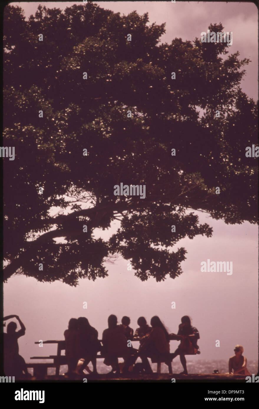 A photograph of a Sunday picnic at Poipu Beach, showcasing a typical ...