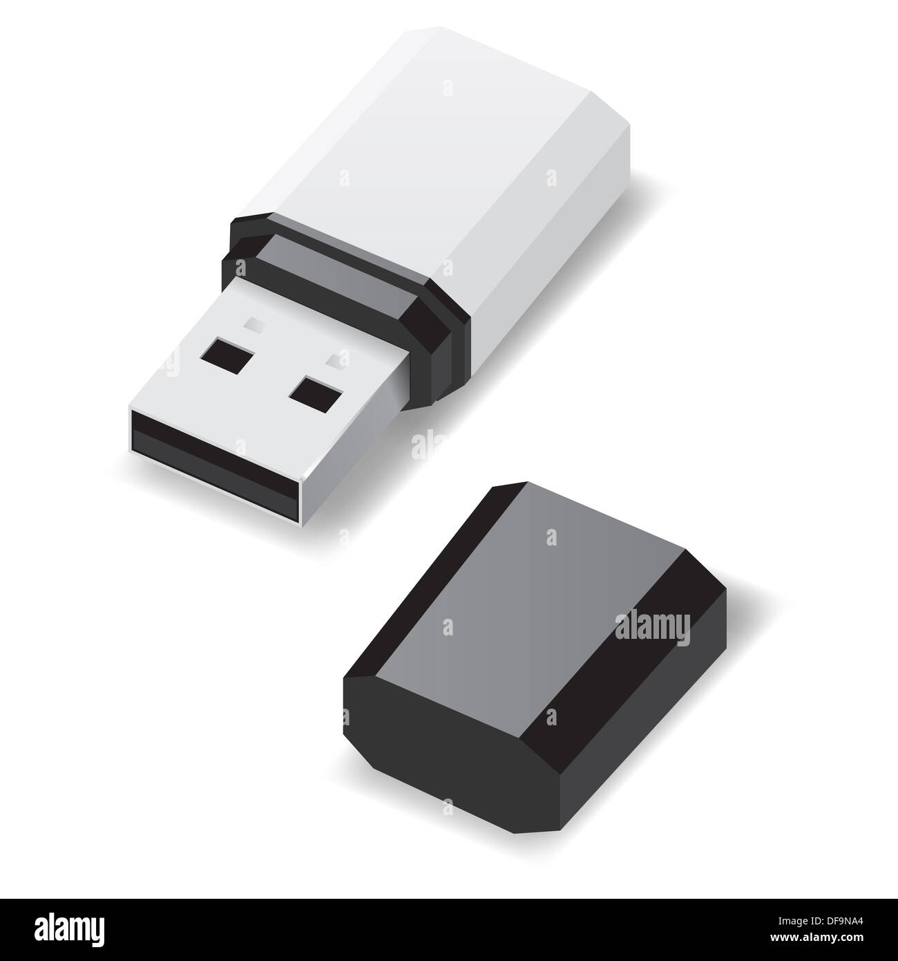 White USB flash drive with black cap isolated on white Stock Photo - Alamy