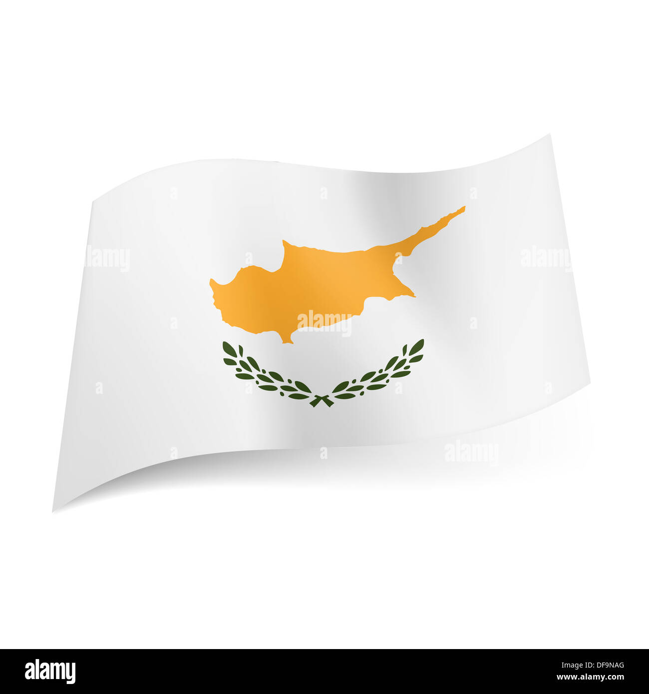 National flag of Cyprus: island image in orange with two olive branches ...