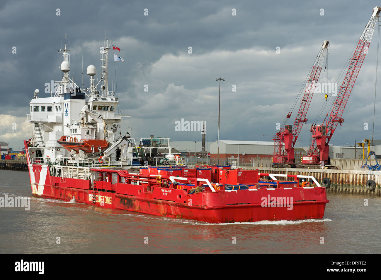 Offshore energy supply ship Vos Raasay owned by Dutch company Vroon ...