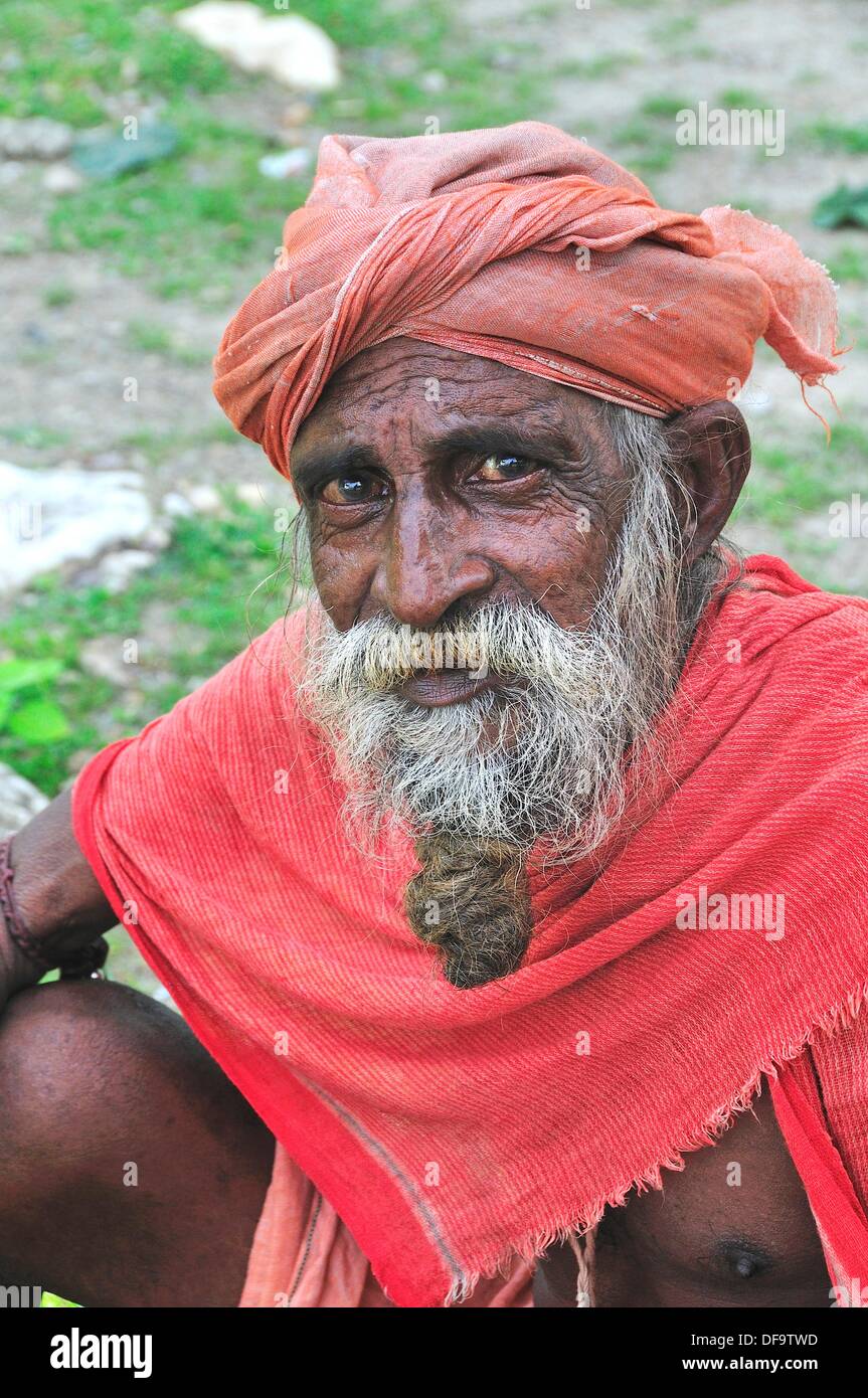 Sadhu by the Ganges river in the holy town Stock Photo - Alamy