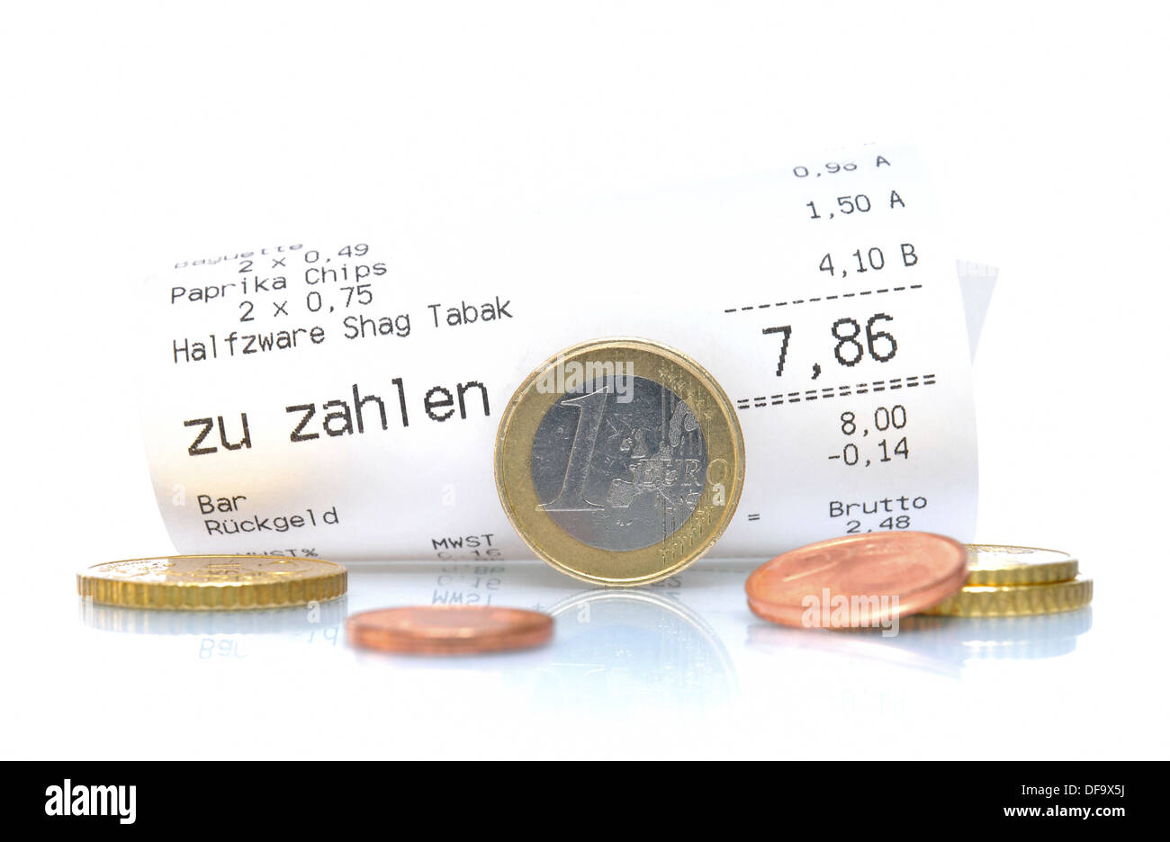 Euro receipt Cut Out Stock Images & Pictures - Alamy