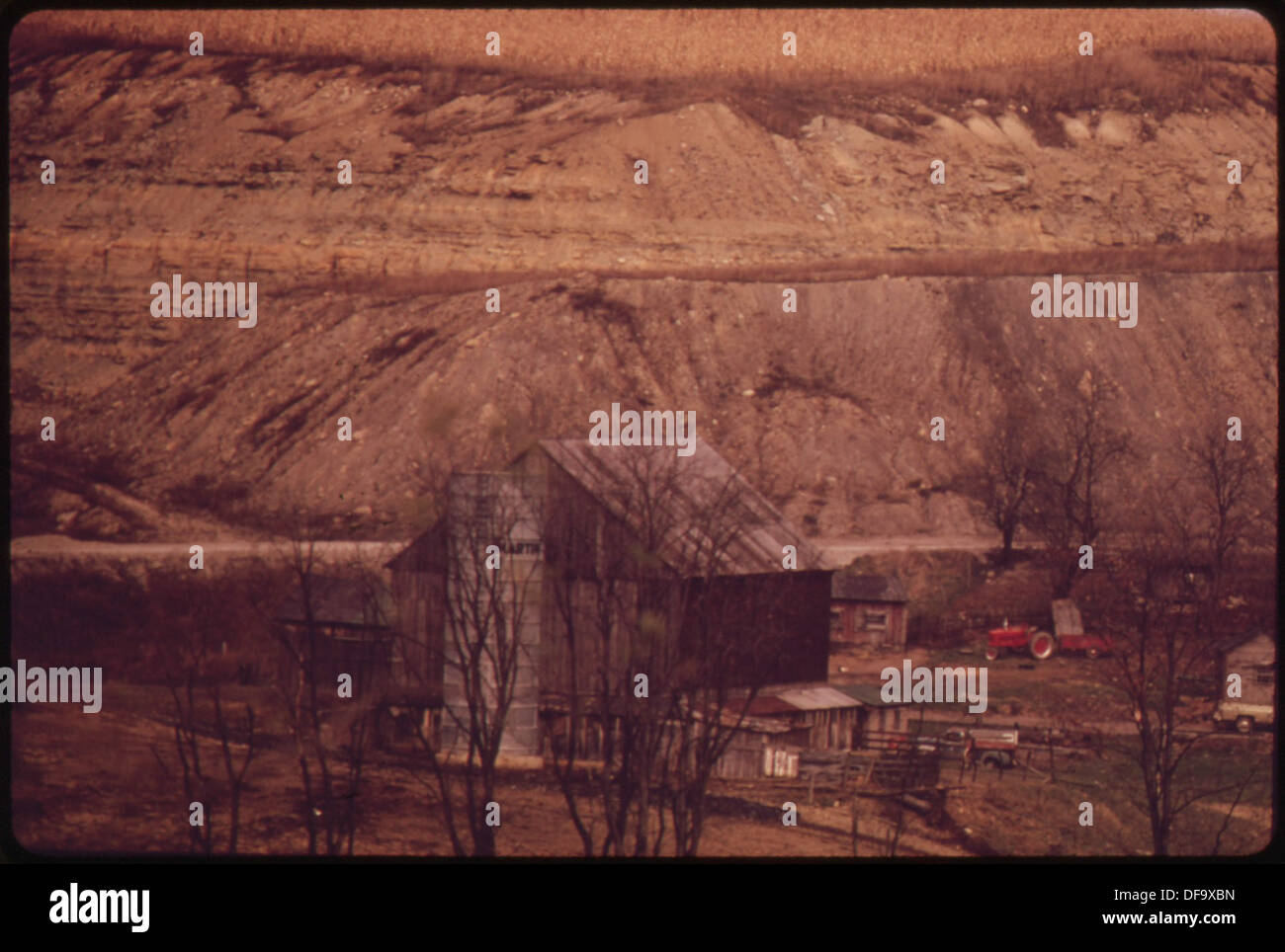A farm still in operation, surrounded by the Hanna Coal Company’s strip ...