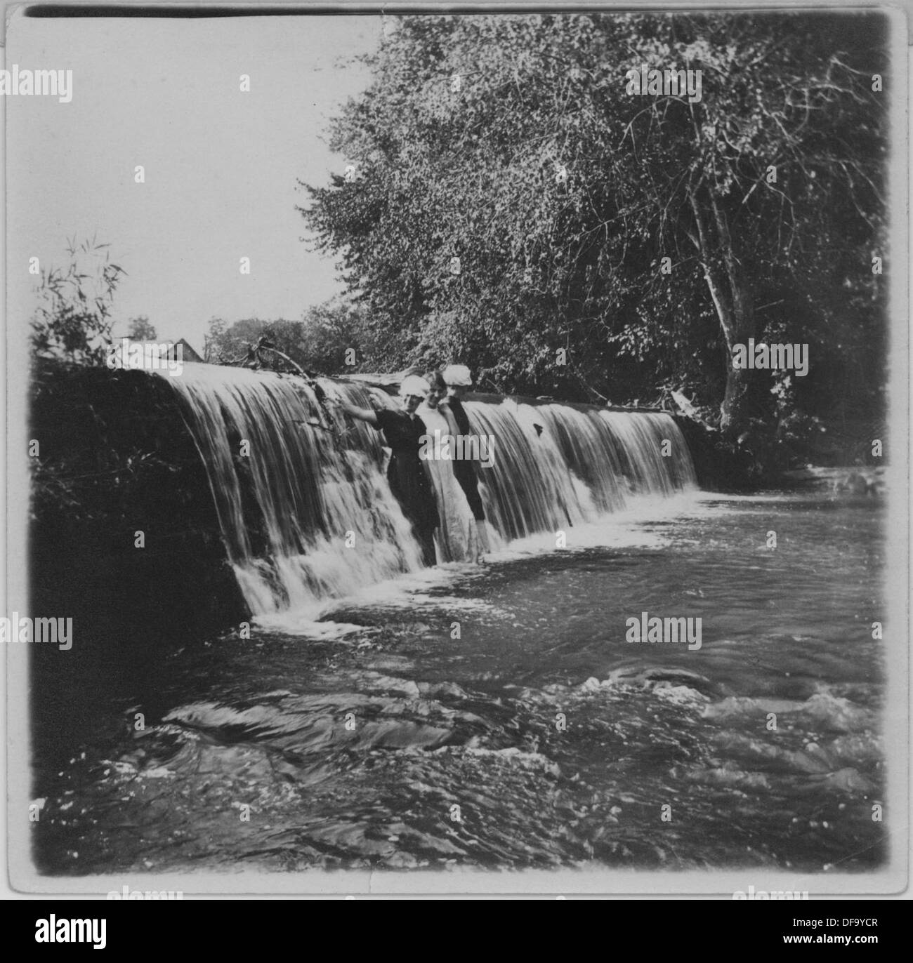 Bathing in the waterfall Black and White Stock Photos & Images - Alamy