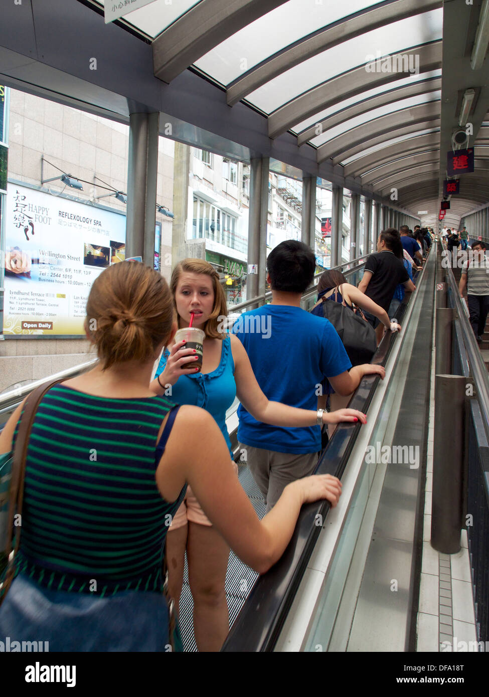 Mid-levels escalators in Central, Hong Kong Stock Photo - Alamy