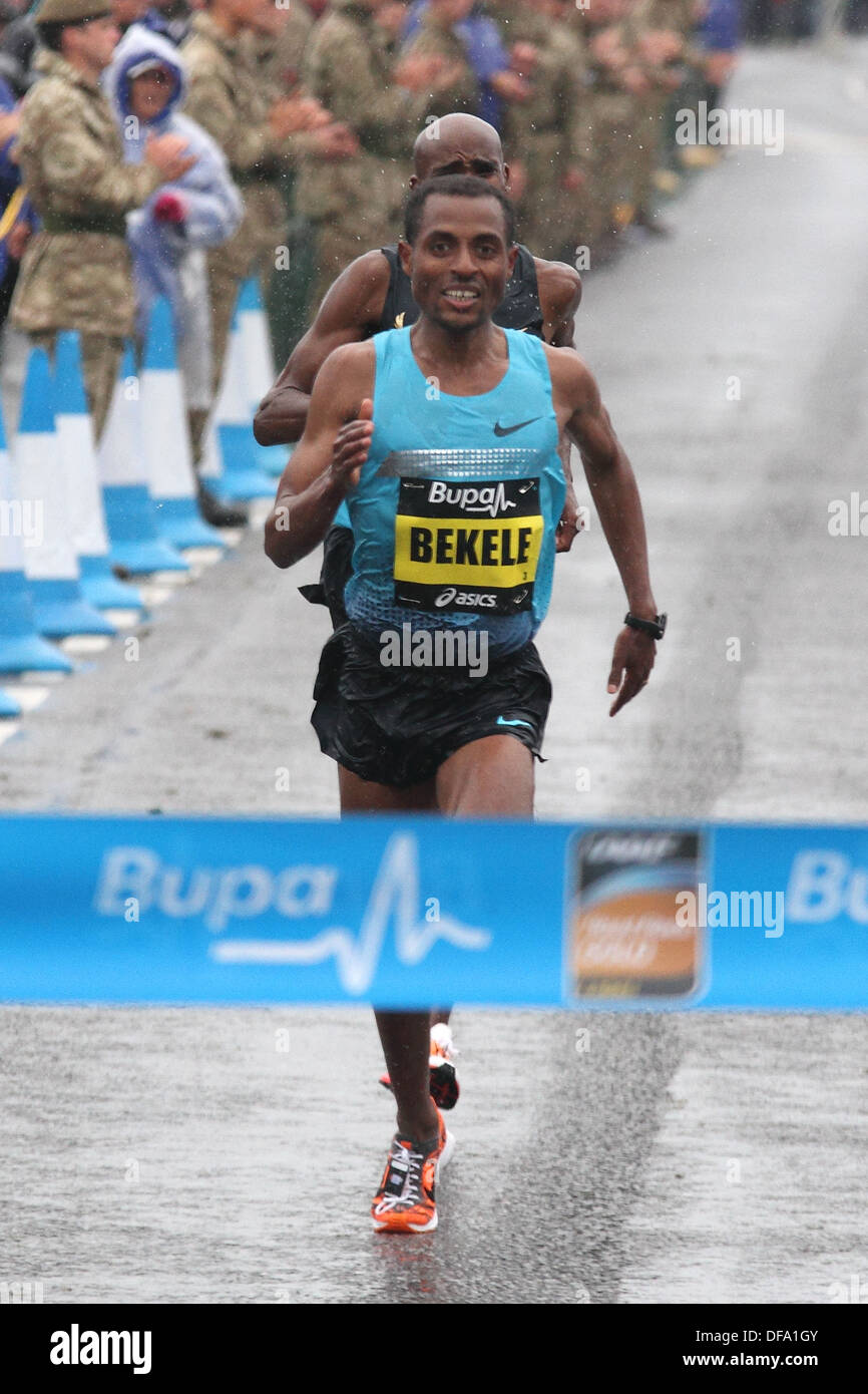Kenenisa Bekele of Ethiopia wins the men's 2013 Bupa Great North Run ...