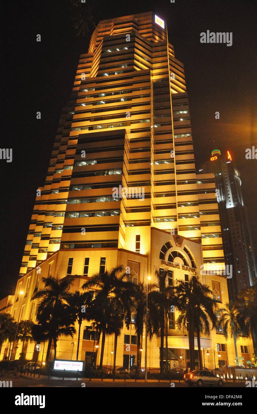 Kuala Lumpur (Malaysia): the Public Bank building, nighttime Stock ...
