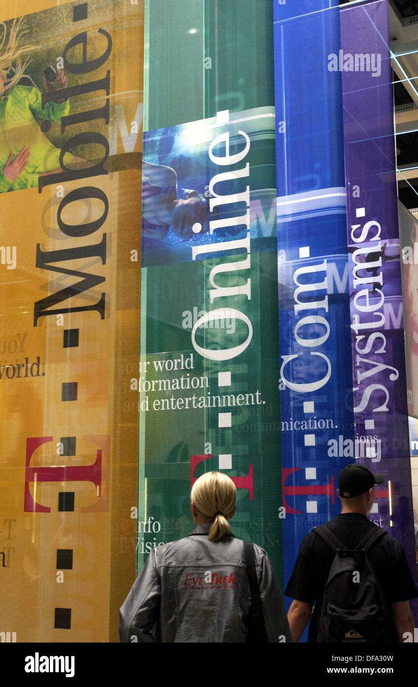 Berlin: Advertising posters of the Telekom about different offers ...