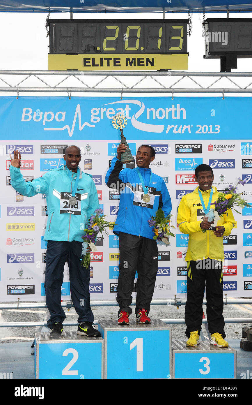 Kenenisa Bekele of Ethiopia wins the men's 2013 Bupa Great North Run ...