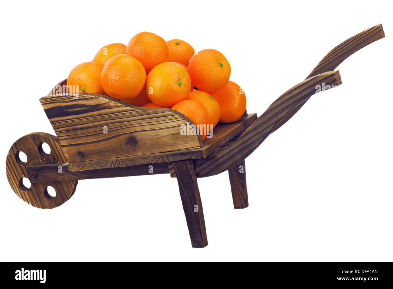 Oranges on pushcart isolated on white background Stock Photo - Alamy