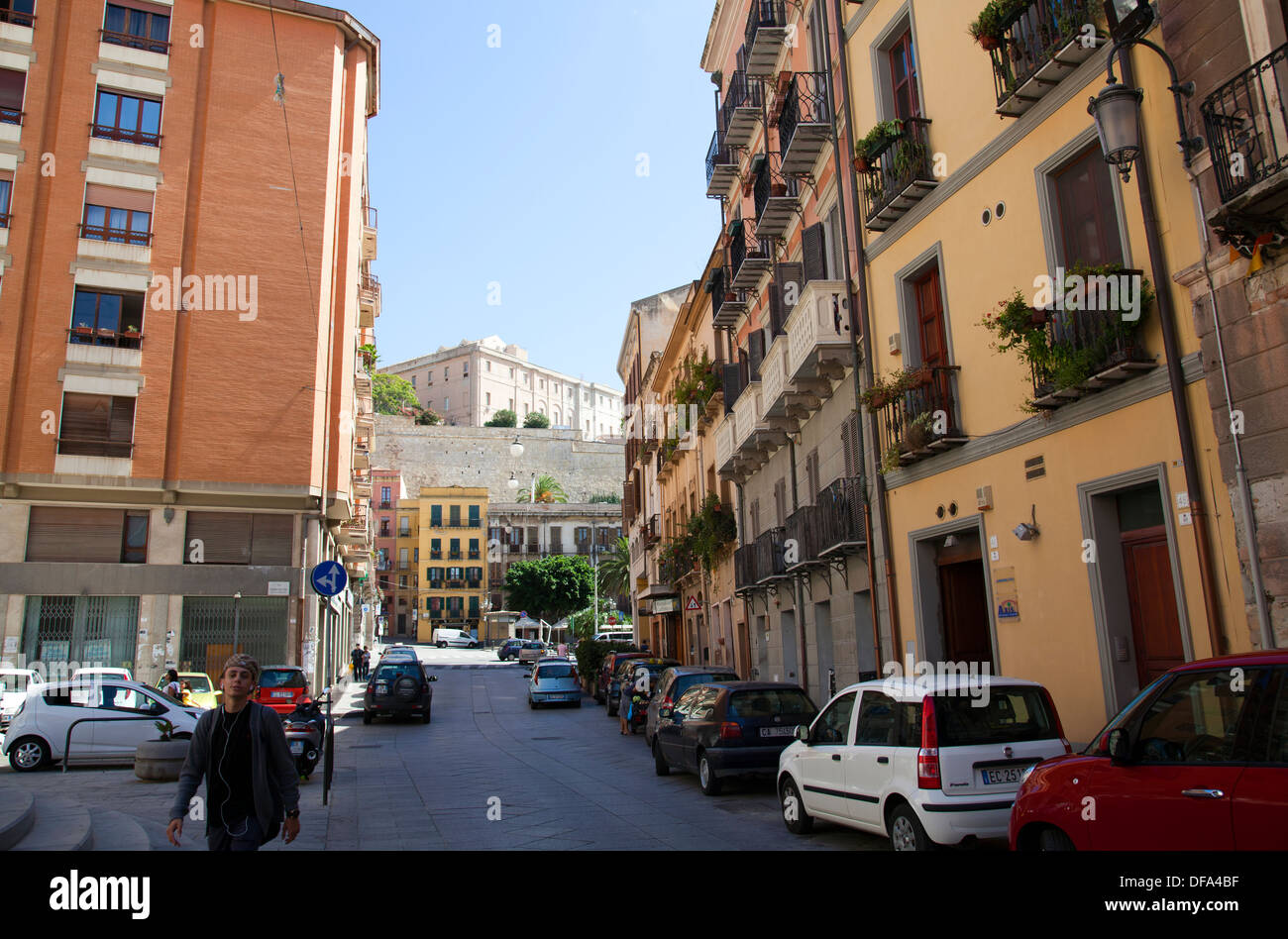 Via Azuni Leading to Piazza Yenne in Central Cagliari - sardinia Stock ...
