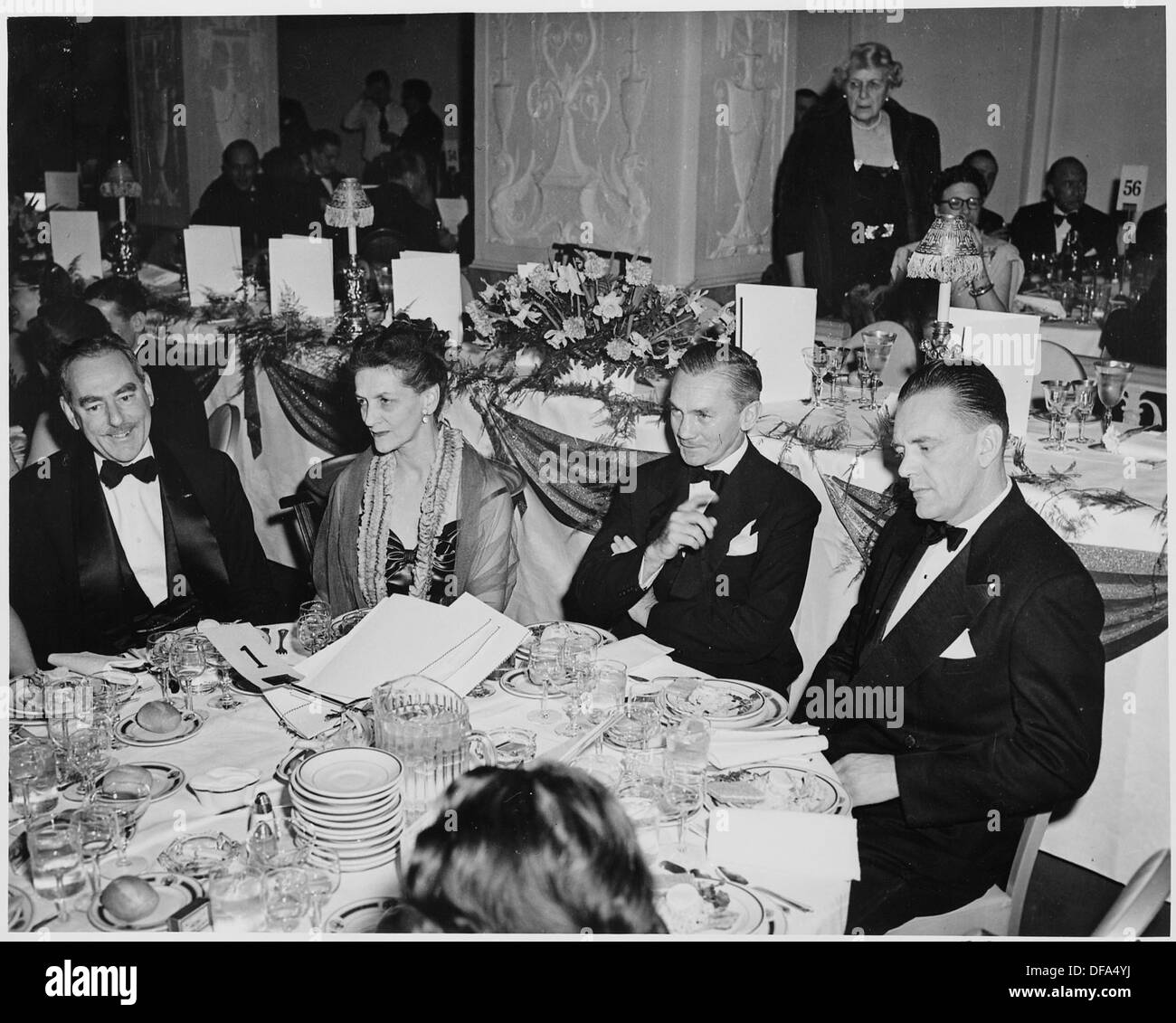 A formal dinner table set at the Mayflower Hotel in Washington, D.C ...