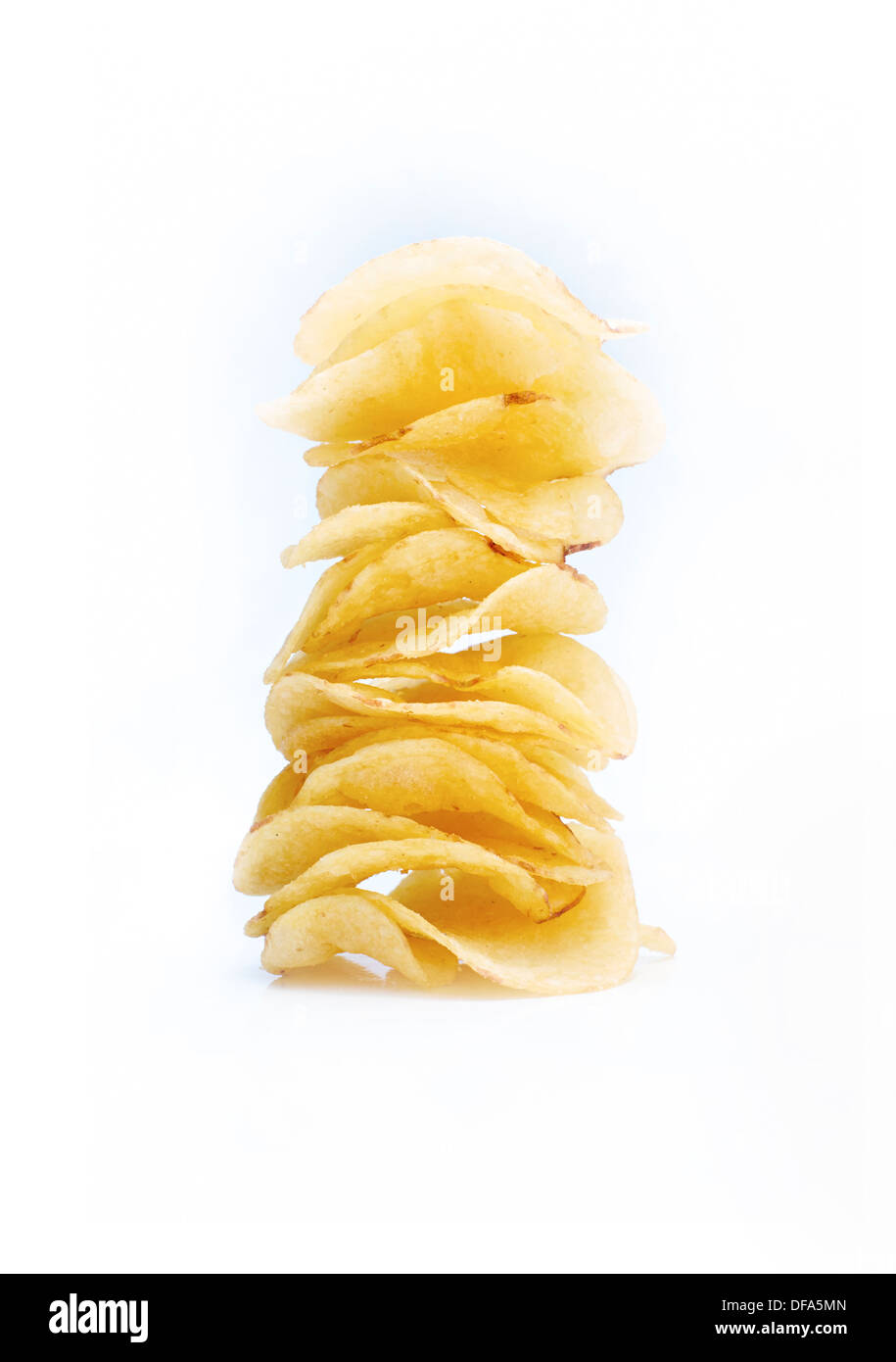 A selection of salted crisps on a white background Stock Photo - Alamy