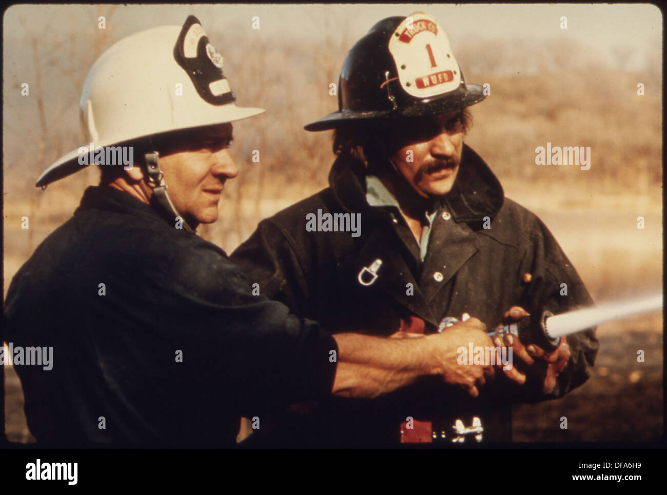 Volunteer Fire Department Lieutenant Wallace 'Whitey' Wolf and another ...