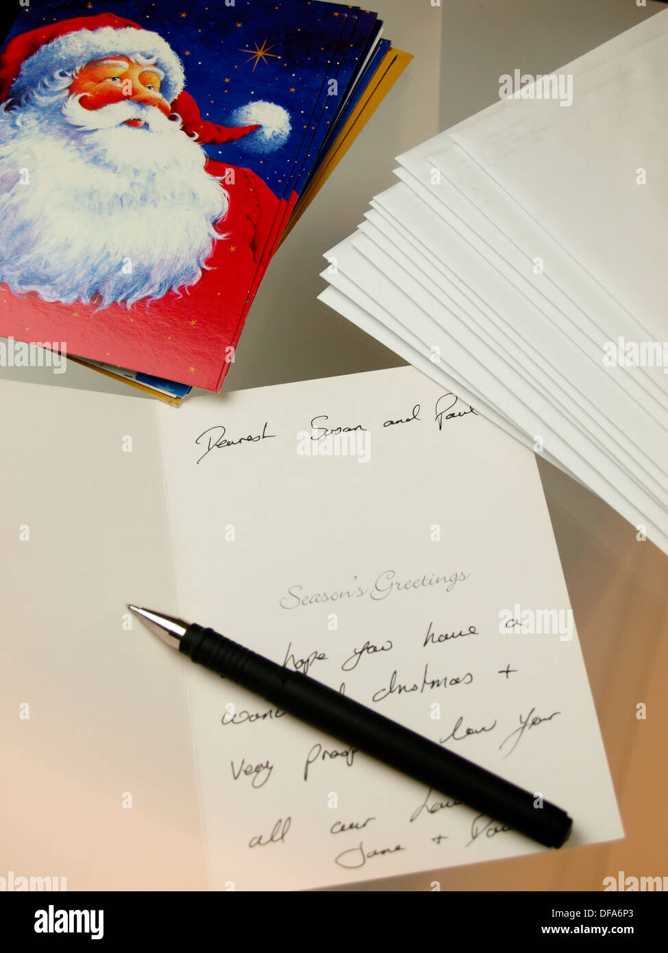 Writing Christmas Cards Stock Photo - Alamy
