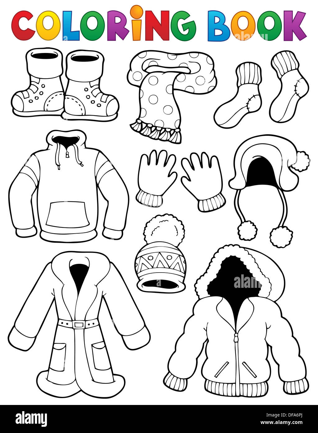 Coloring book clothes theme 3 - picture illustration Stock Photo - Alamy