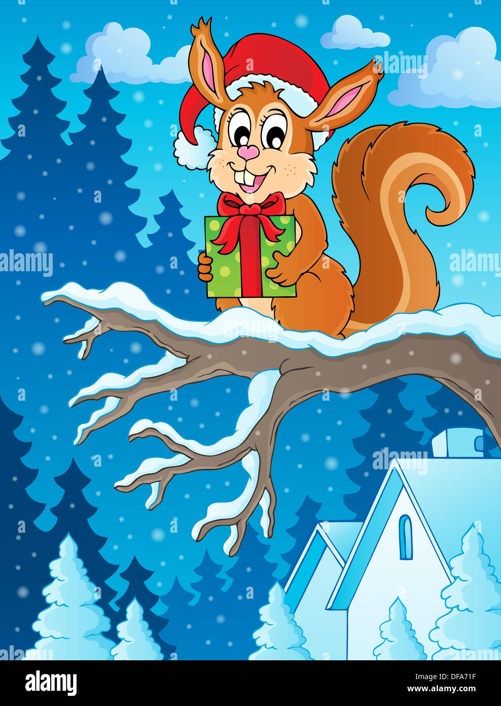 Christmas theme squirrel image 2 - picture illustration Stock Photo - Alamy
