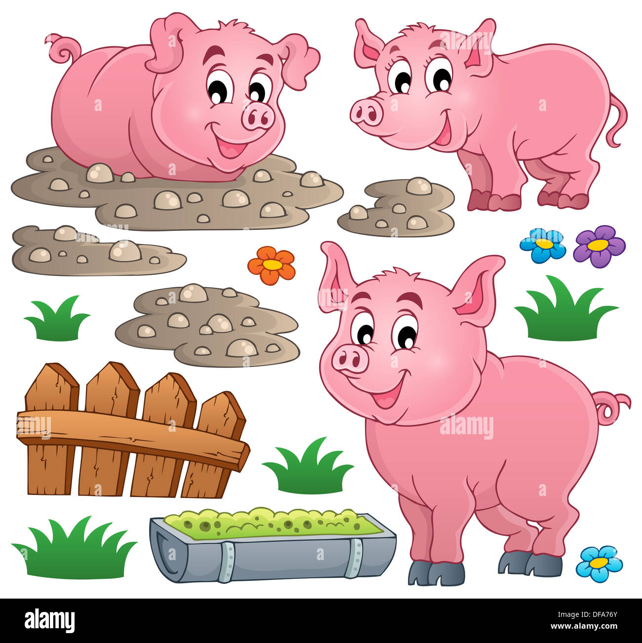 Pig theme collection 1 - picture illustration Stock Photo - Alamy