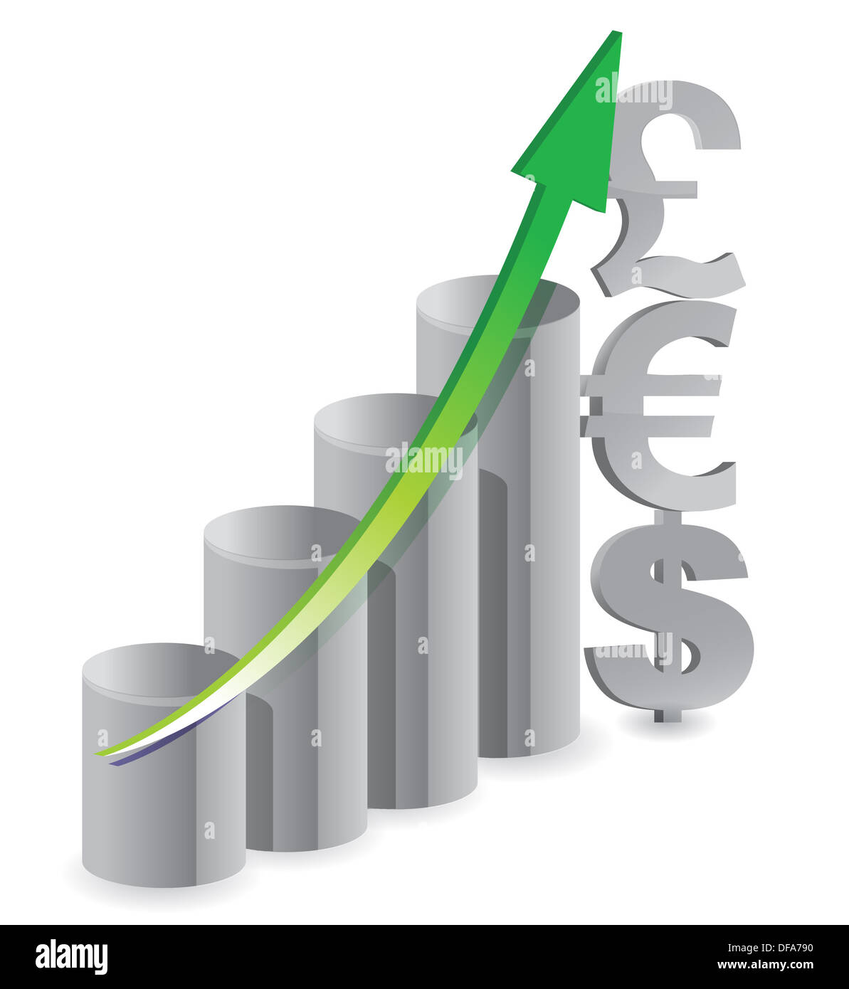 currency illustration graph over a white background Stock Photo - Alamy