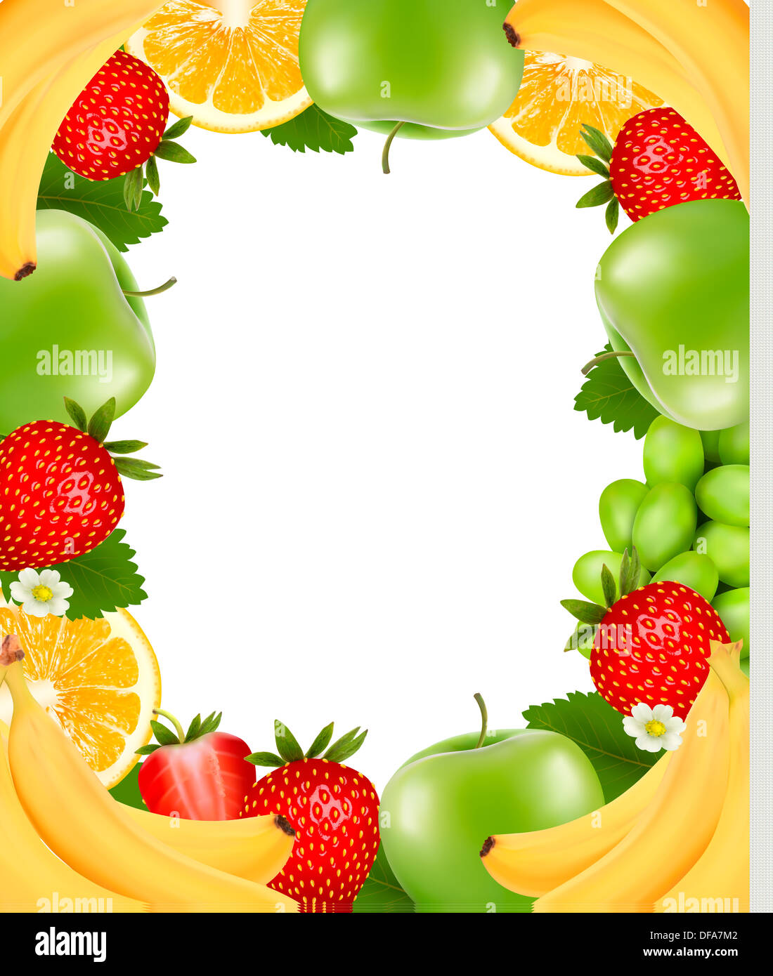 Frame made of fresh juicy fruit. Vector Stock Photo - Alamy