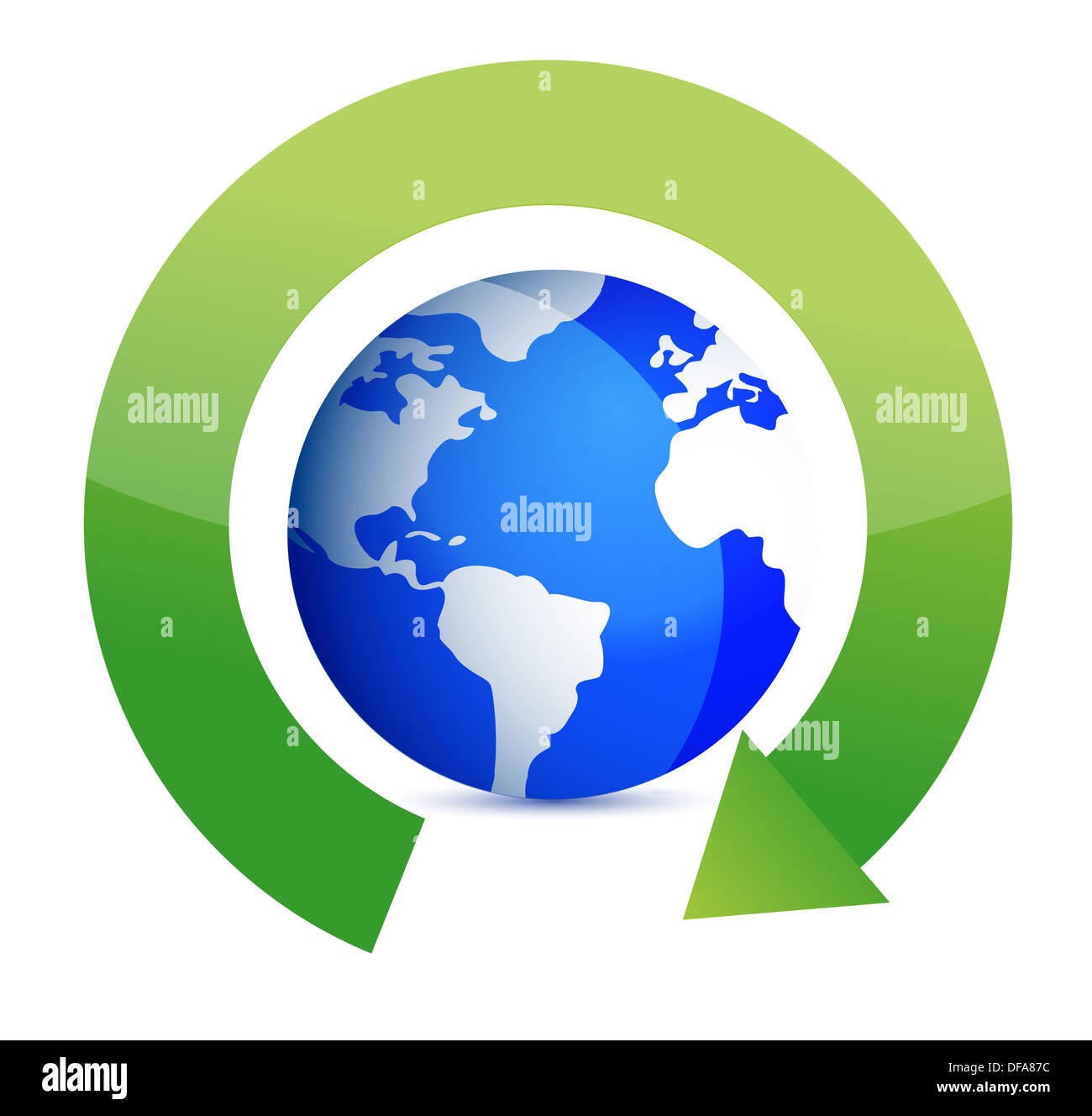green round arrows around globe illustration design Stock Photo - Alamy