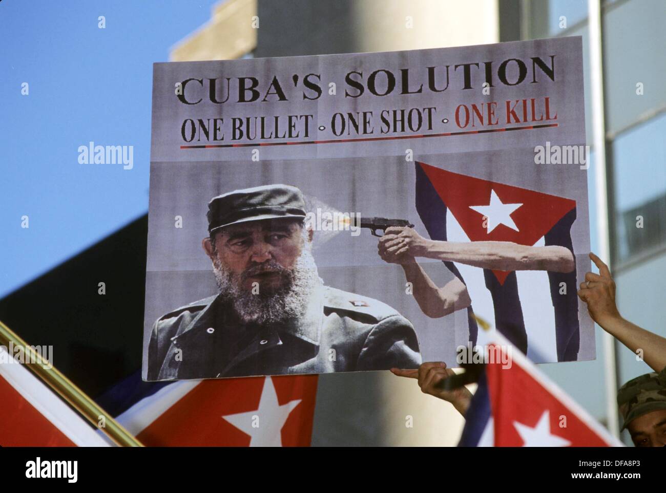 FIDEL CASTRO.Anti Castro Demonstration and Protest 1995.k2839ww.(Credit ...