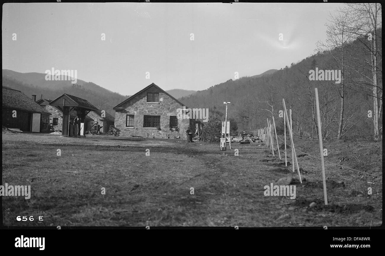 This photograph shows Wayah Depot, a historic train station located in ...