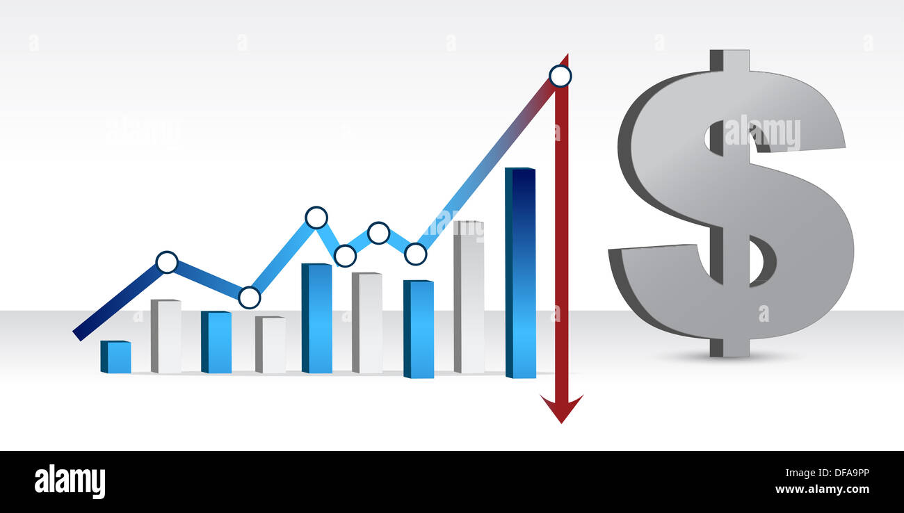 Graph showing the falling value of the Dollar Stock Photo - Alamy