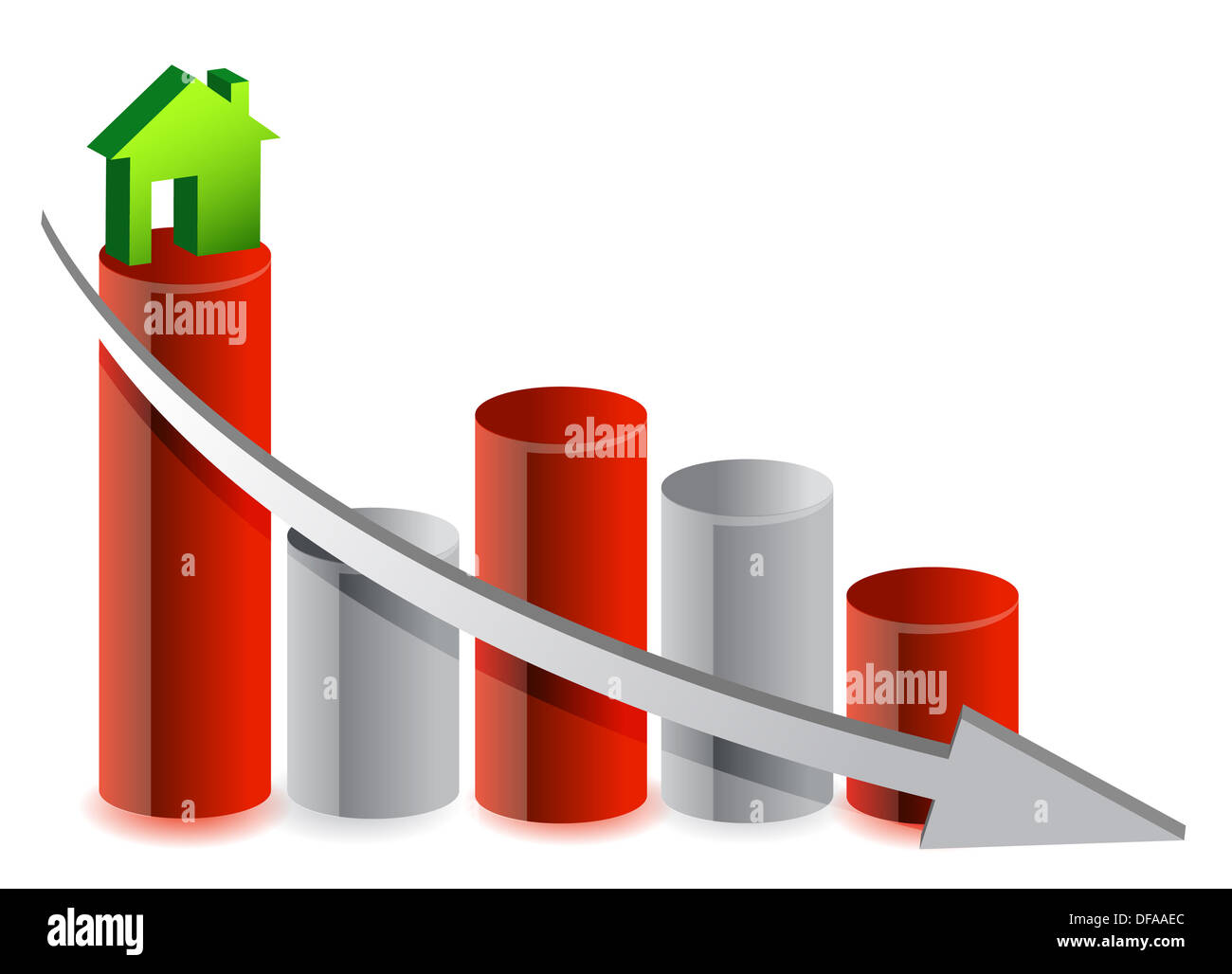 falling house market illustration design over white Stock Photo - Alamy