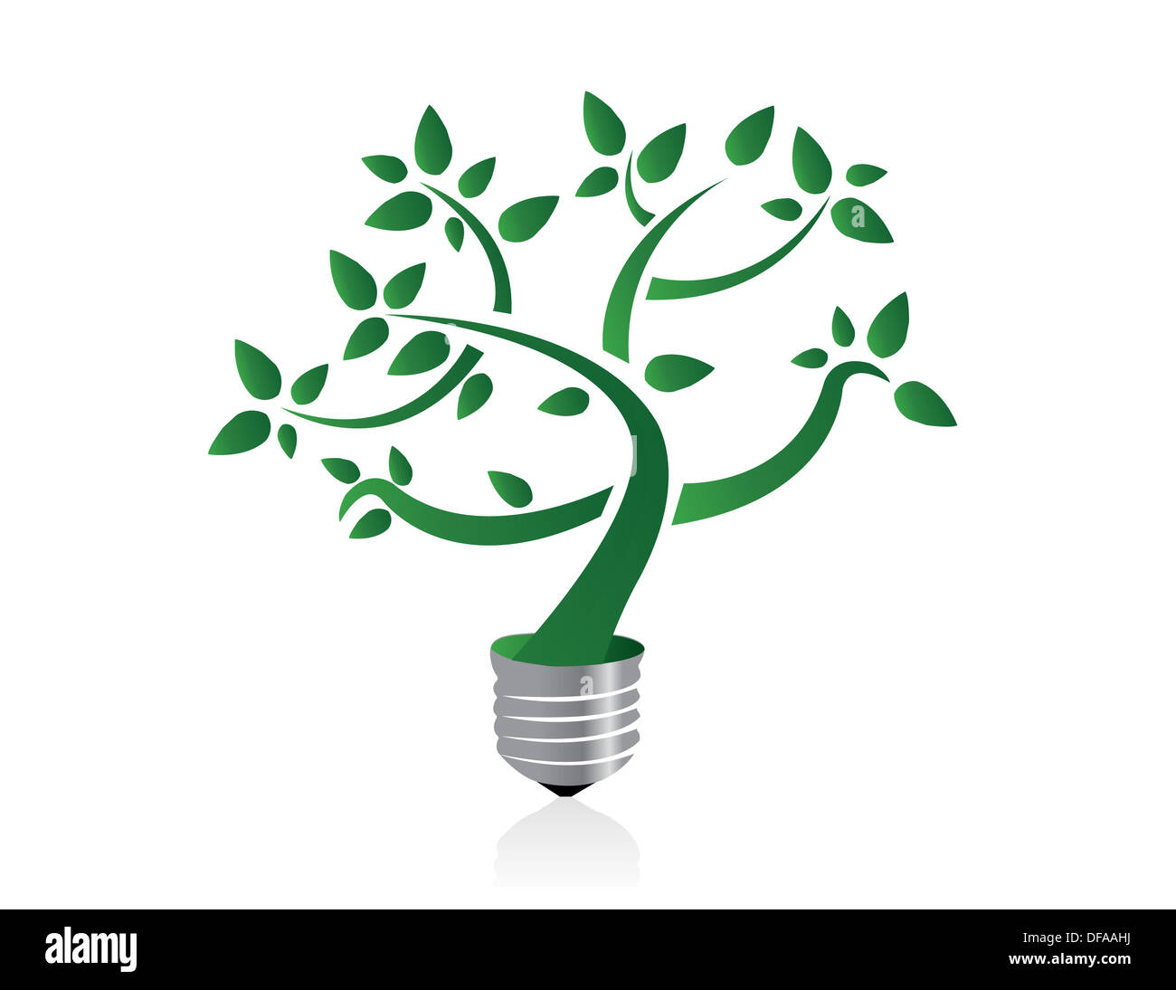 Tree in lightbulb socket symbolizing ecology and eco environmental ...