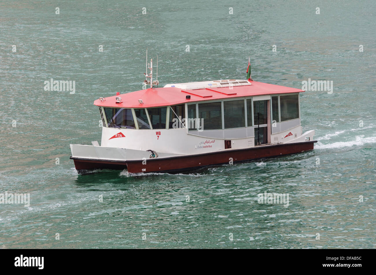 A Roads and Transport Authority water bus in Dubai Marina, Dubai, UAE ...