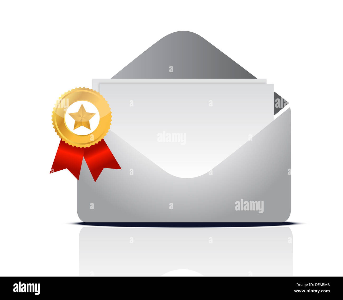 envelope containing letter with gold red badge illustration Stock Photo ...