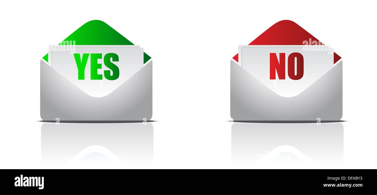 yes and no envelope letters isolated over a white background Stock ...