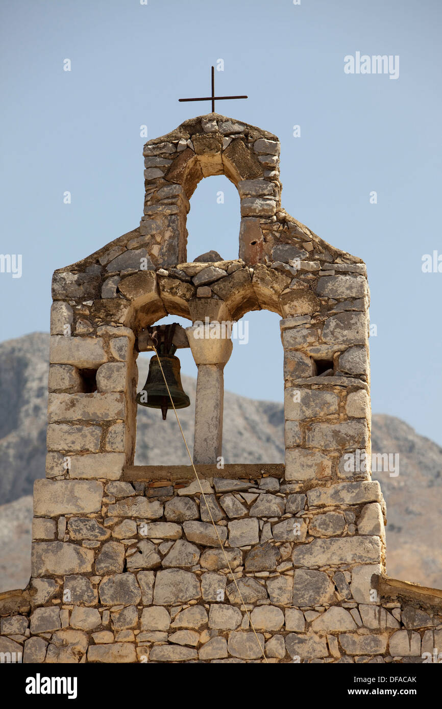 A Greek bell tower with just one bell remaining Greece Stock Photo - Alamy