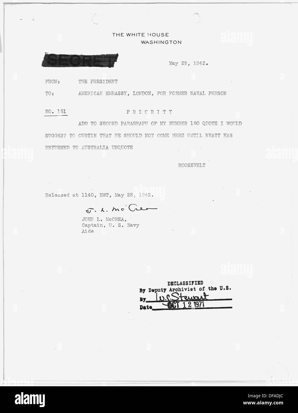 This historical document shows Winston Churchill's correspondence with ...