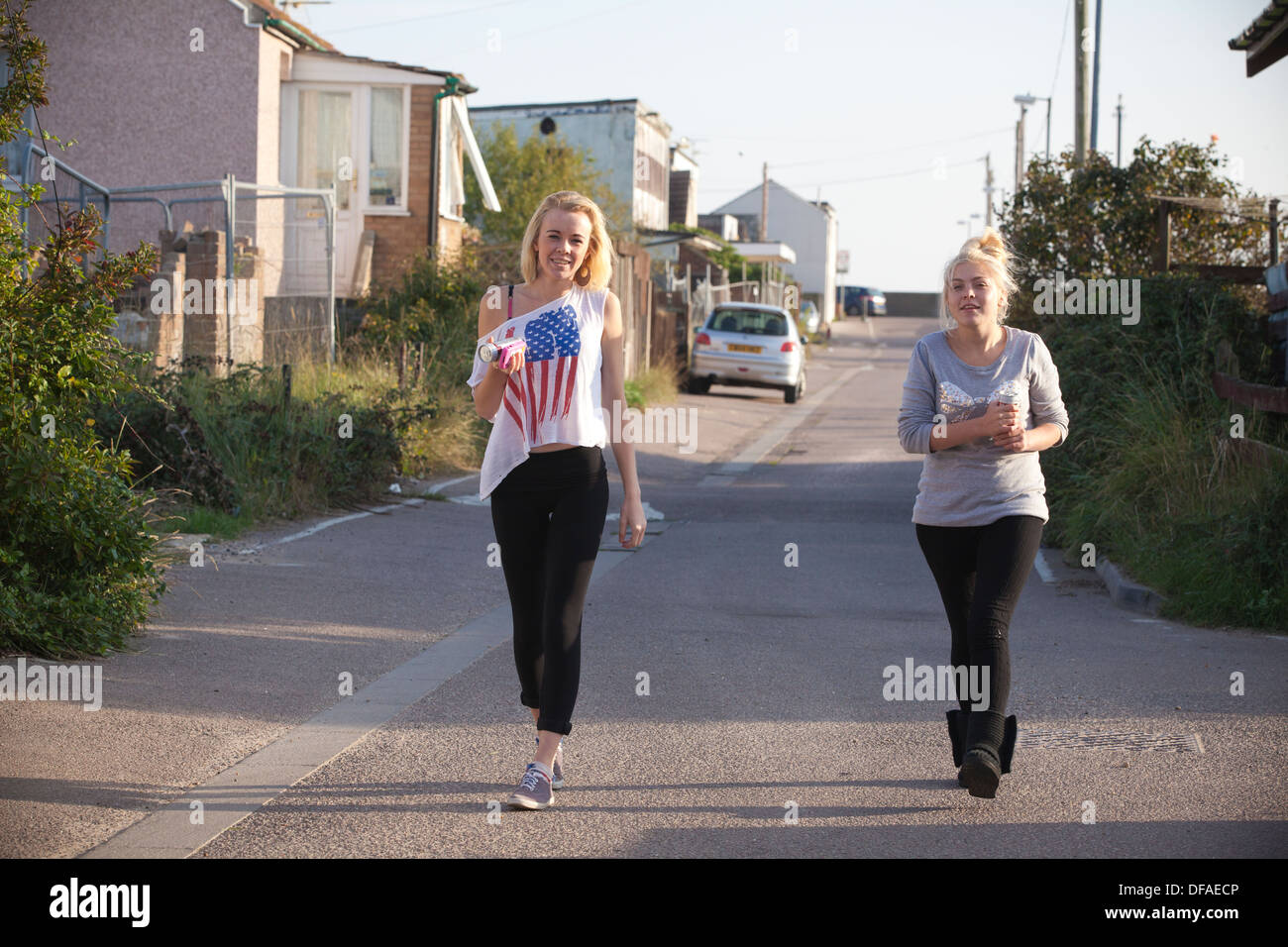 Teenage girls in Jaywick, Brooklands Estate, Essex coastal town ...