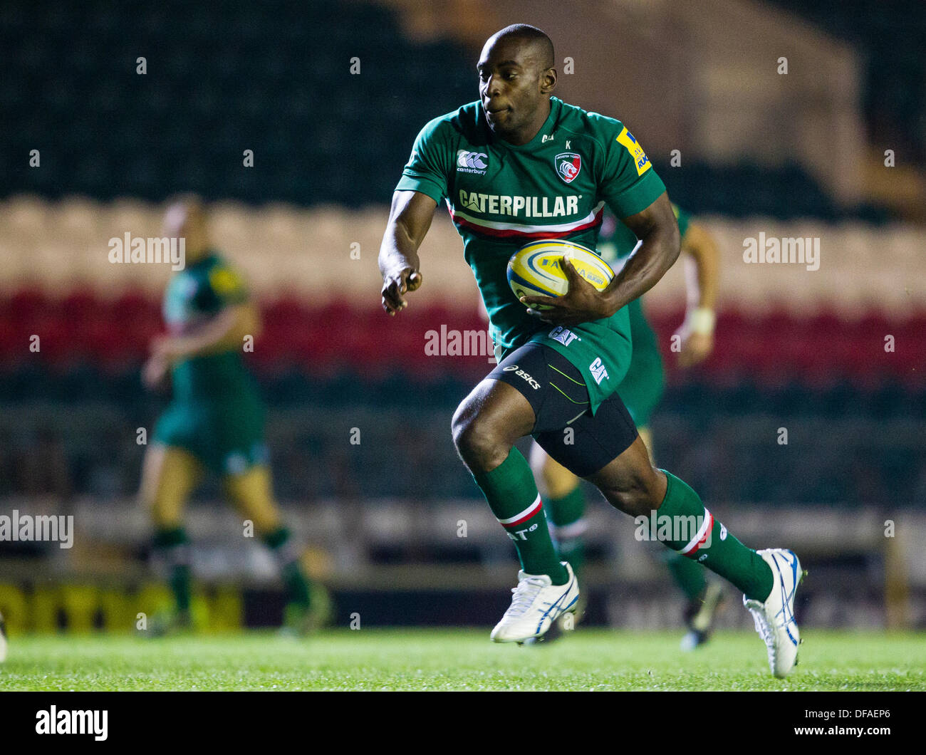 Leicester, UK. 30th September 2013. Miles Benjamin makes his first ...