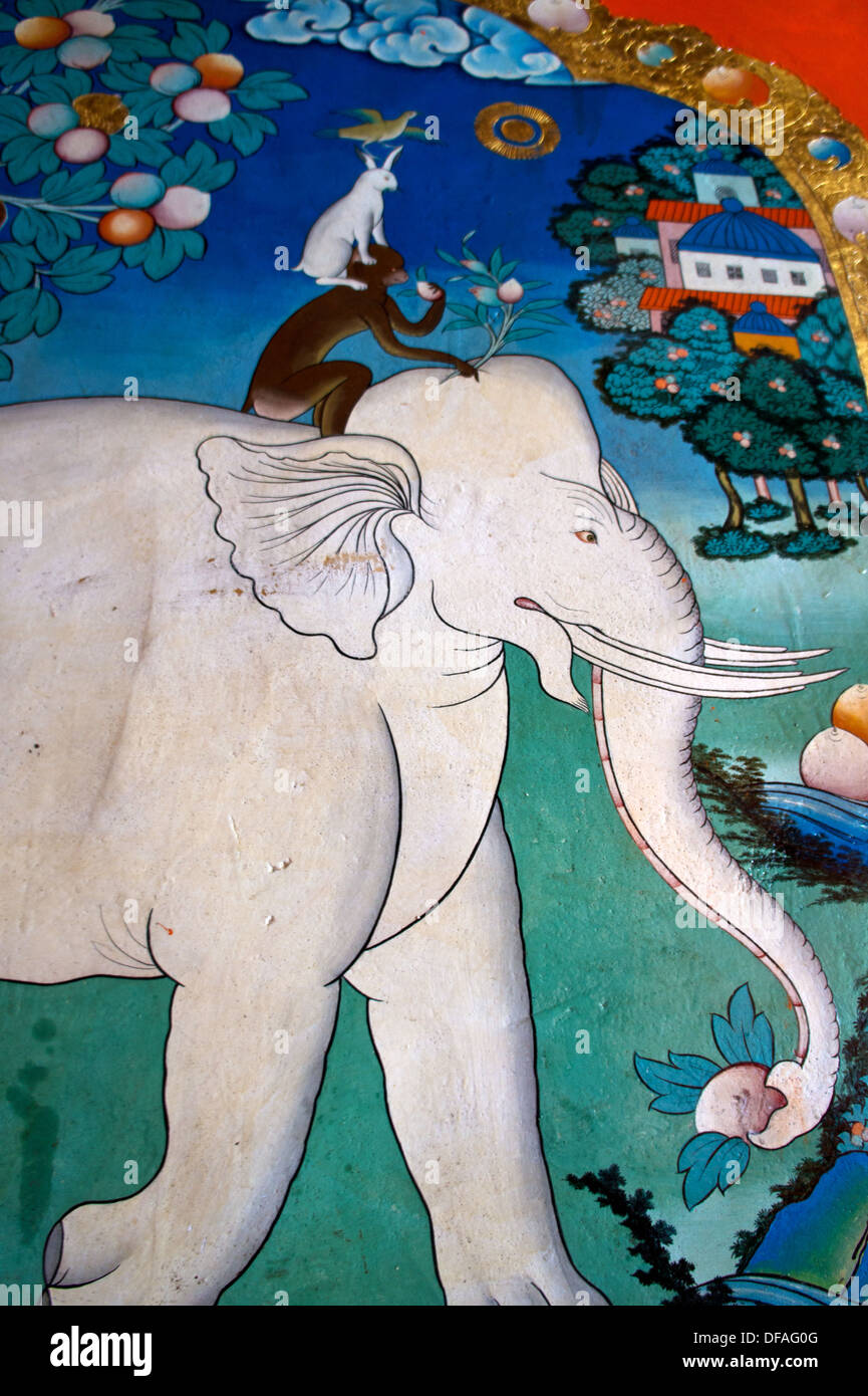 Four Harmonies painting in Buddhism, Potala, Tibet Stock Photo - Alamy