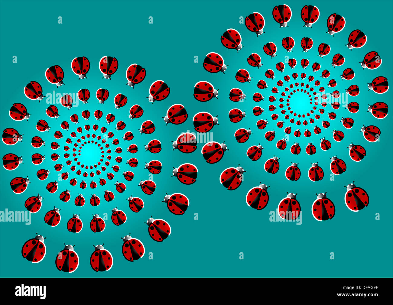 optical illusion with flying ladybugs Stock Photo - Alamy