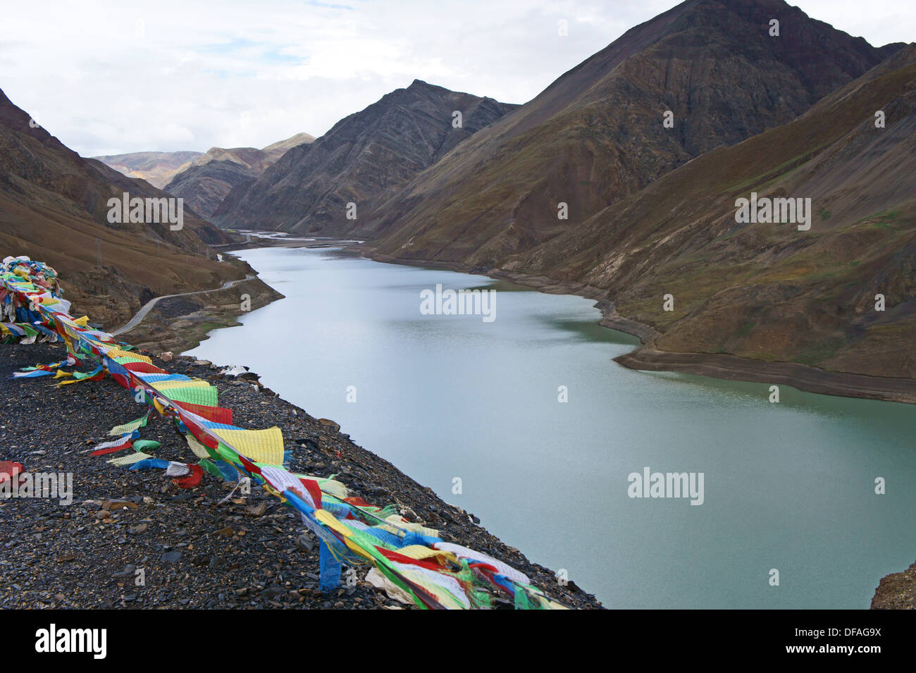 Hydroelectric lake from Sim or Simu La pass, along Southern friendship ...