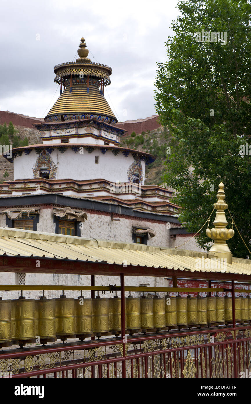 Prayer wheel wall and top of Kumbum Chörten, Pelkor Chöde, Palcho ...